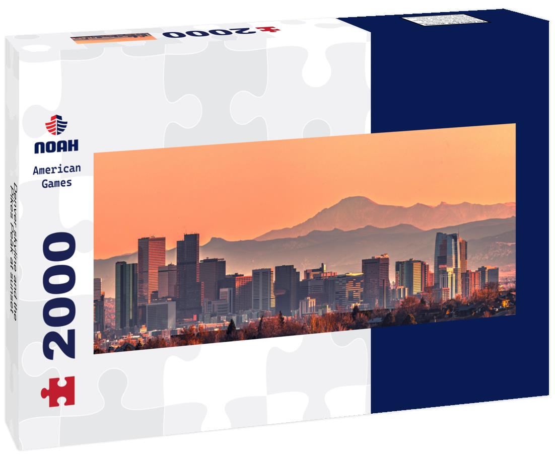 Noah Jigsaw Puzzle Denver skyline and the Pikes Peak at sunset panorama ...