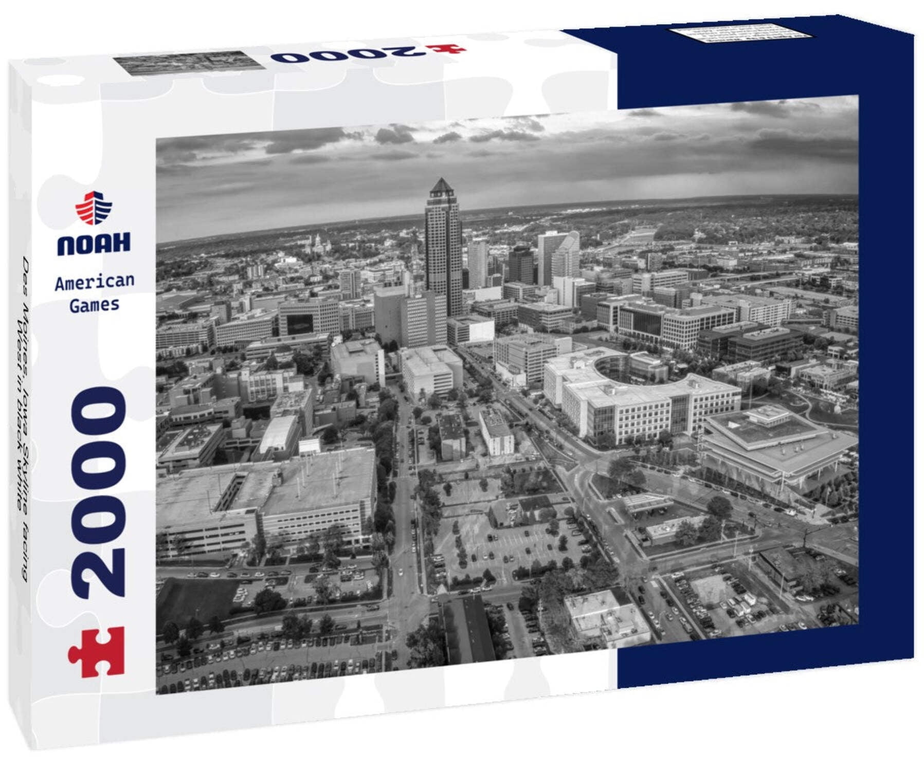 Noah Jigsaw Puzzle Des Moines, Iowa Skyline facing West in black white ...