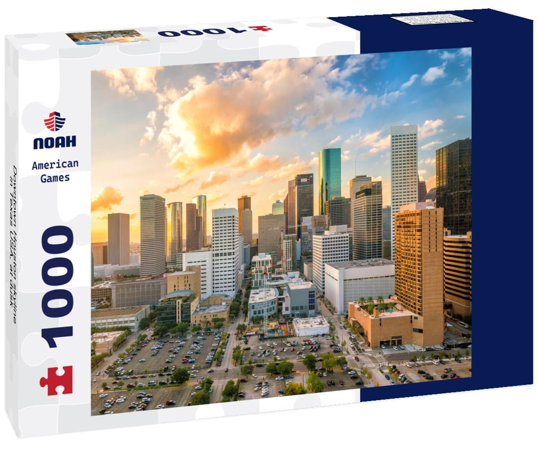 Noah Jigsaw Puzzle Downtown Houston skyline in Texas USA, at dusk 1000 ...