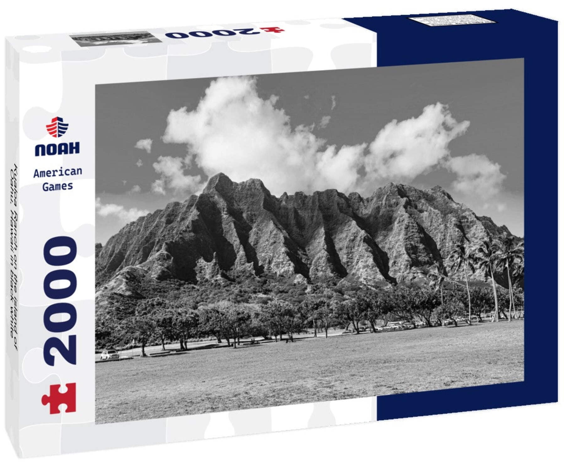 Noah Jigsaw Puzzle Kualoa Ranch on the island of Oahu, Hawaii in black ...