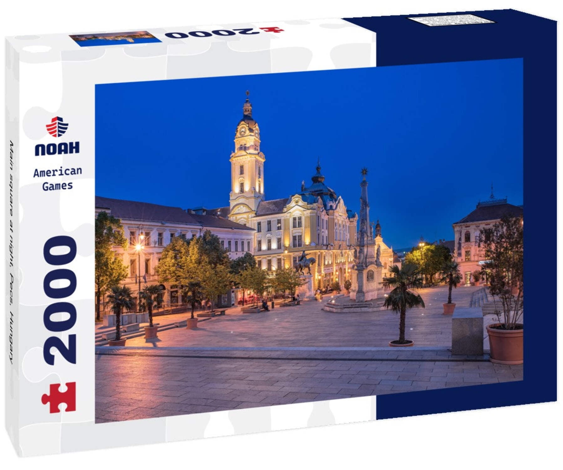 Noah Jigsaw Puzzle Main square at night, Pecs, Hungary 2000 Pieces ...
