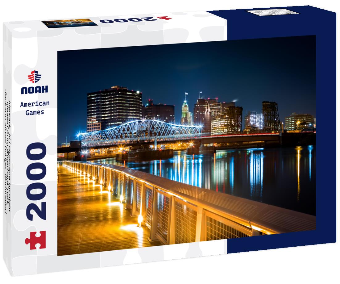 Noah Jigsaw Puzzle Newark, NJ cityscape by night, viewed from Riverbank ...
