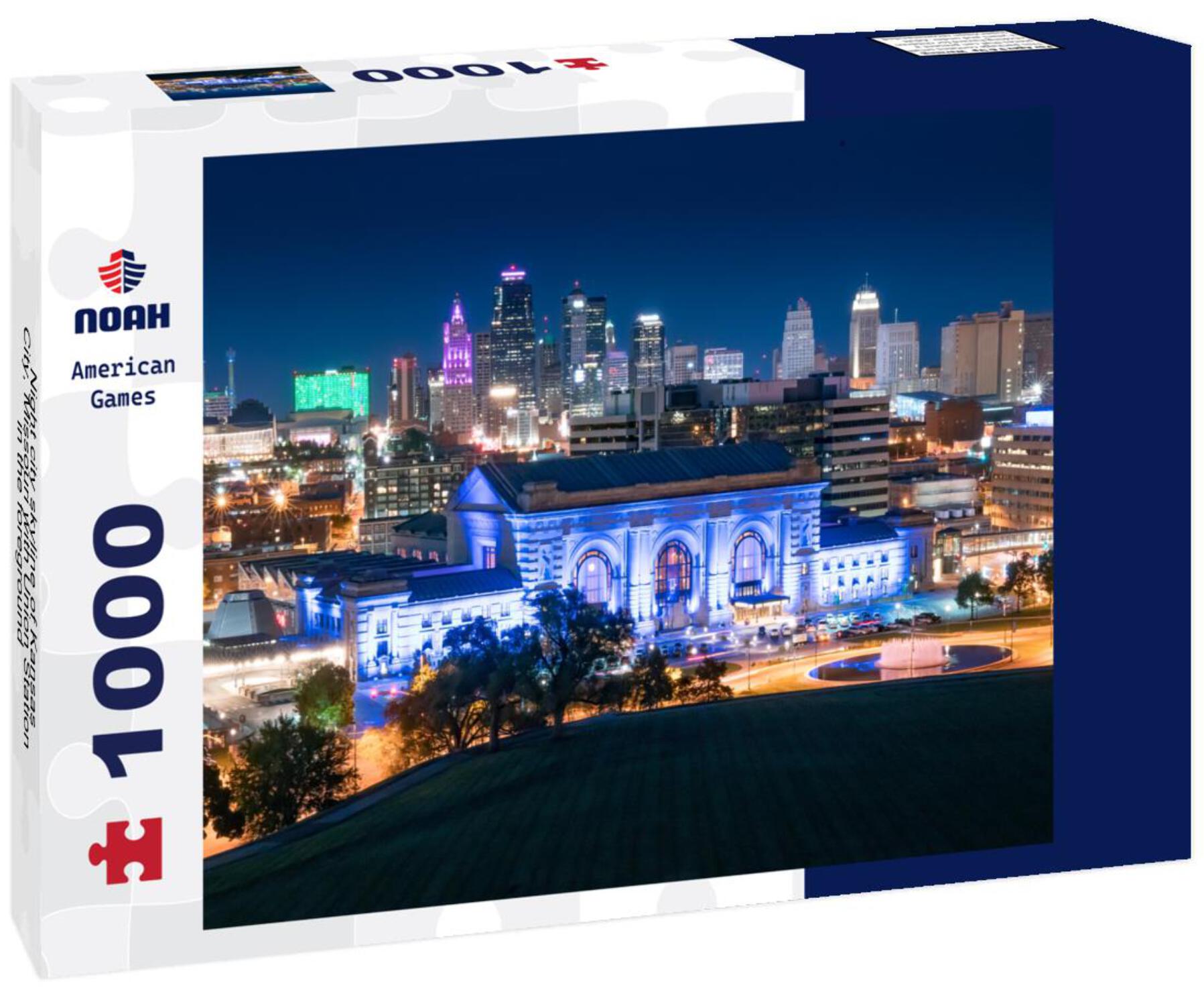 Noah Jigsaw Puzzle Night city skyline of Kansas City, Missouri with ...