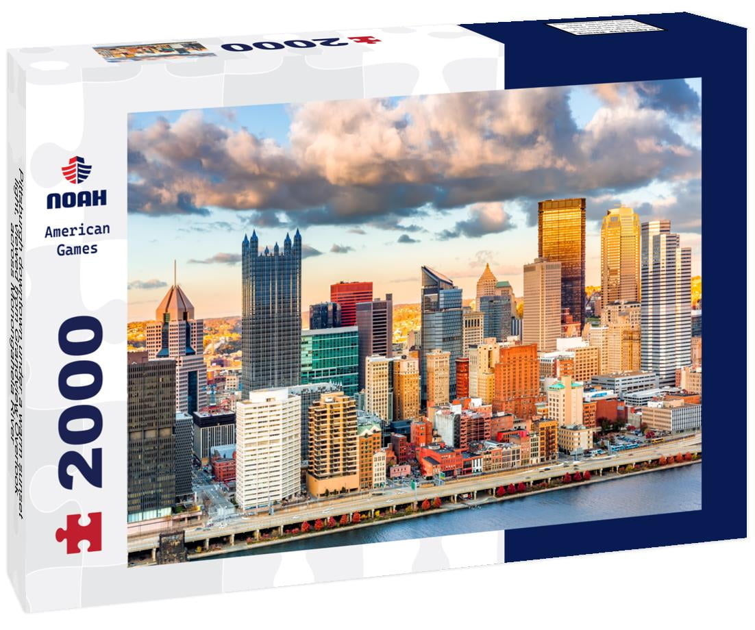 Noah Jigsaw Puzzle Pittsburgh downtown under a warm sunset light ...