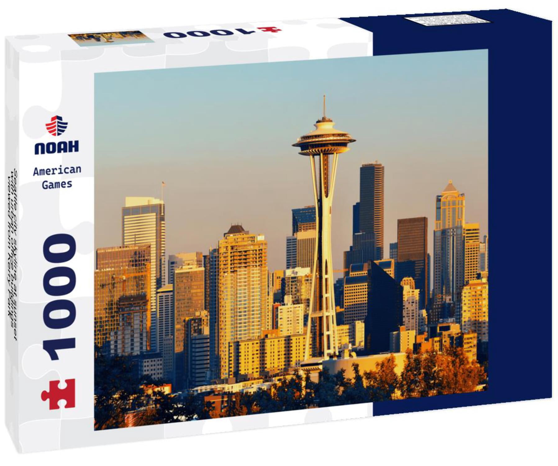 Noah Jigsaw Puzzle Seattle city skyline at sunset with urban office ...