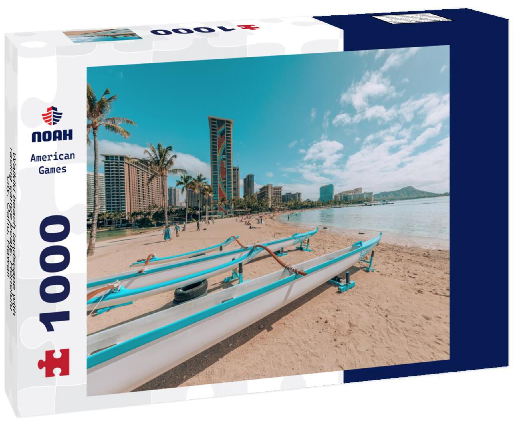 Noah Jigsaw Puzzle Waikiki beach landscape with racing canoe boats ...
