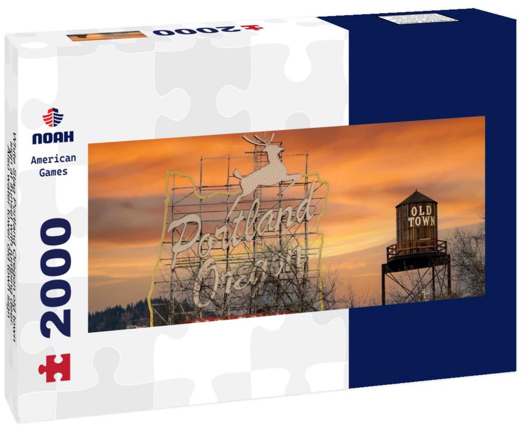 Noah Jigsaw Puzzle White Stag Portland Oregon old town sign at sunset ...
