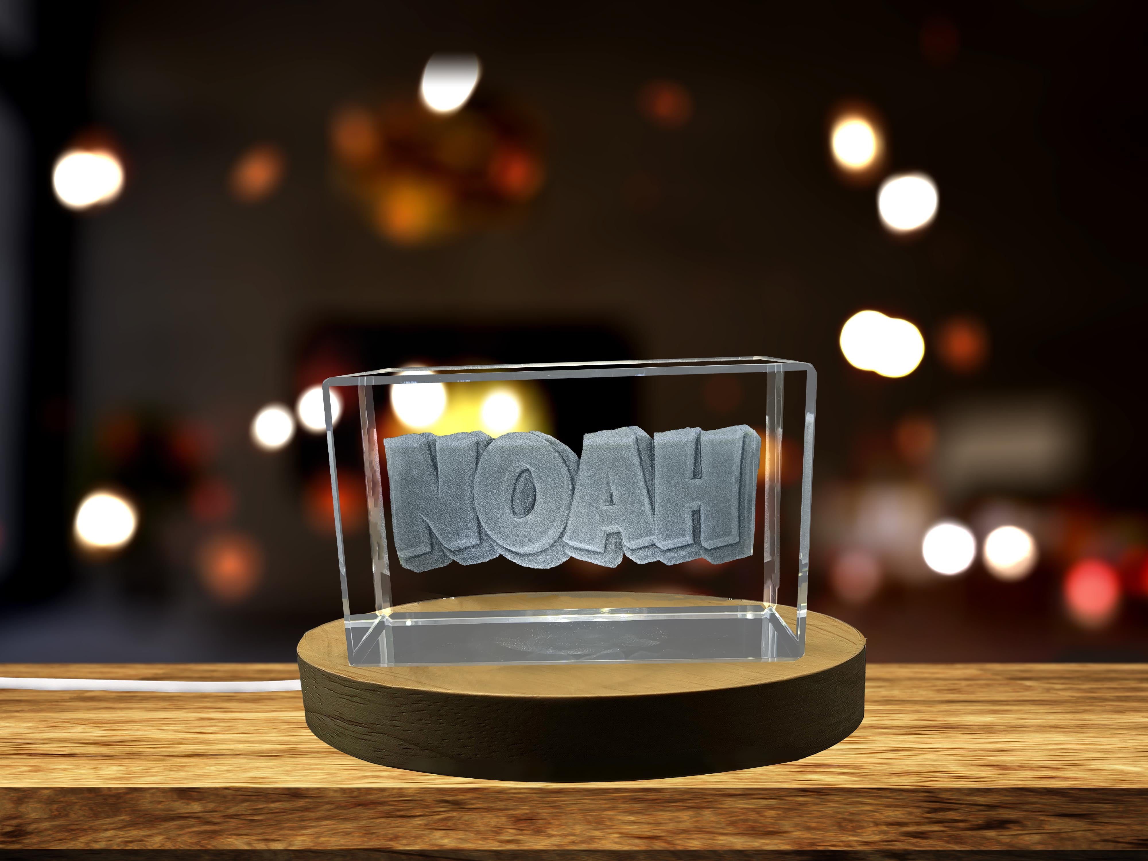 Noah| Names Art 3D Engraved Crystal - Walmart.com