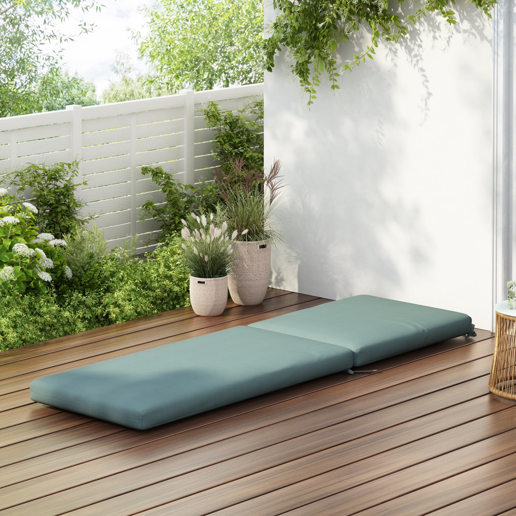 Noah Outdoor Chaise Lounge Cushion in Teal – Weather Resistant, Secure ...