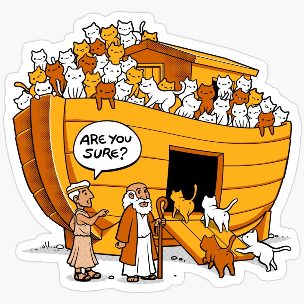 Noah'S Ark Cat Sticker Phone Decal Water Bottle Stickers Car Decals ...