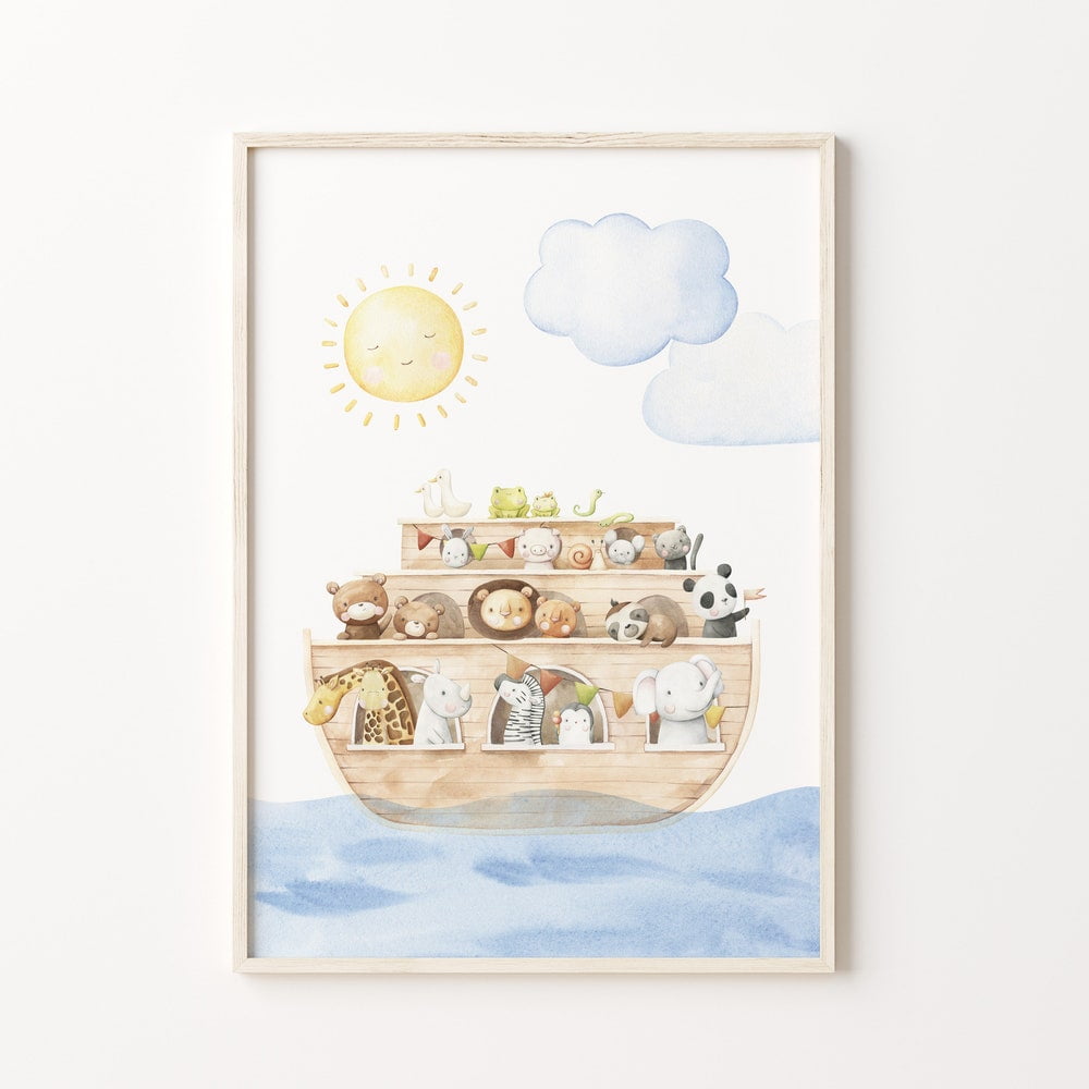 Noah'S Ark Nursery Printable Wall Art, Christian Scripture Quote, Bible ...