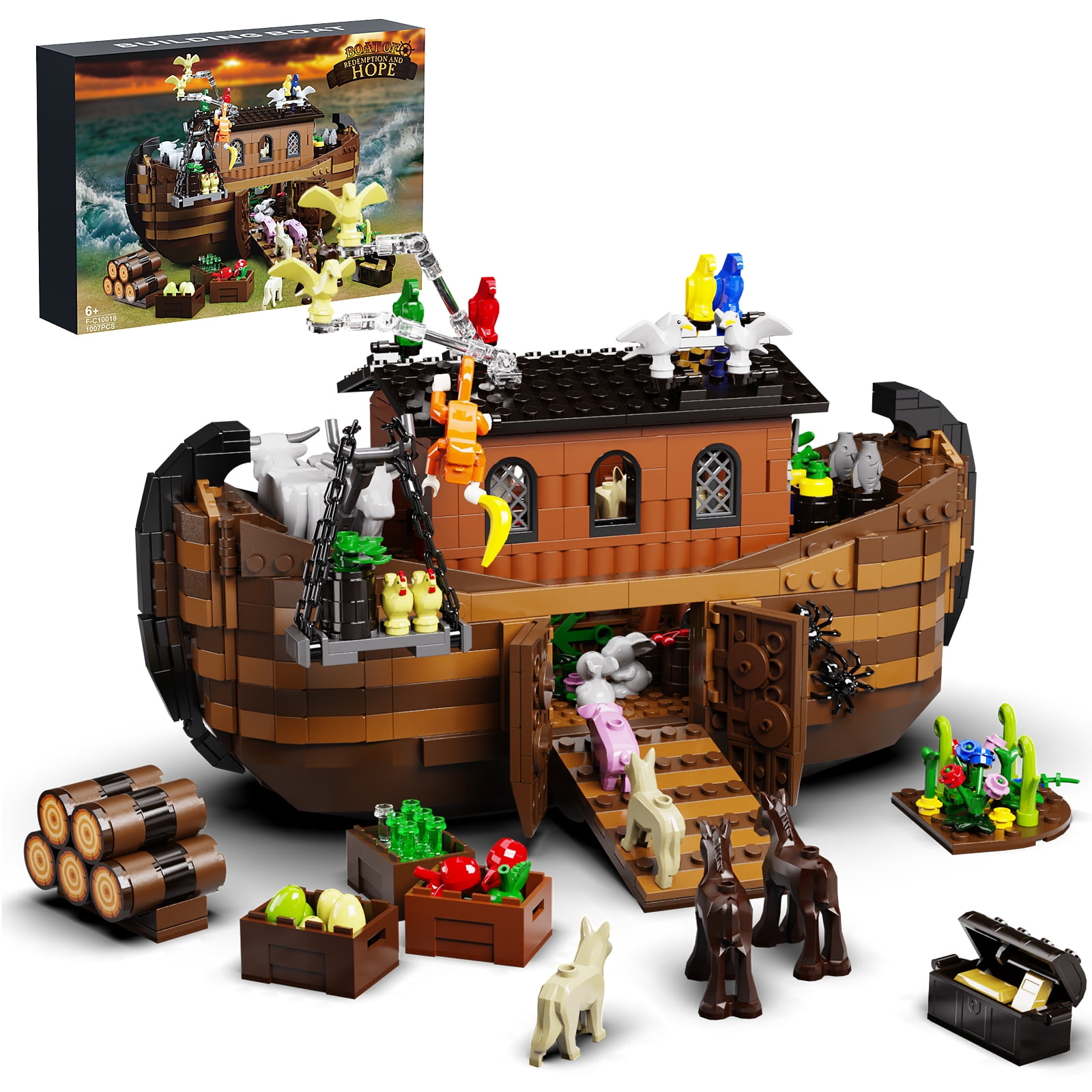 Noah's Animal House Building Block Kit Noah's Ark Toy Animal Playset ...