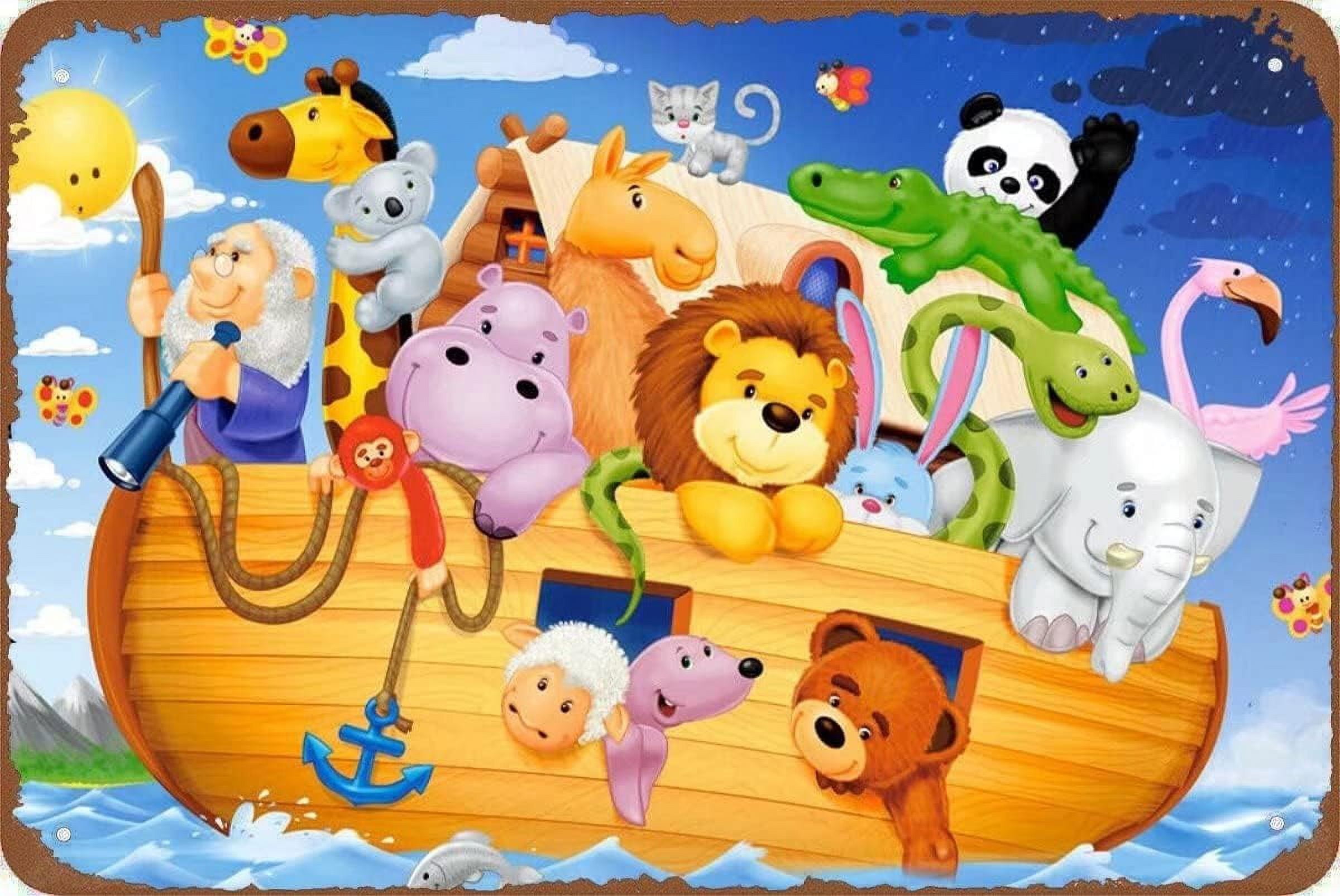 Noah's Ark Antique Tin Sign Bar Metal Wall Art Vintage Tin Sign Metal ...