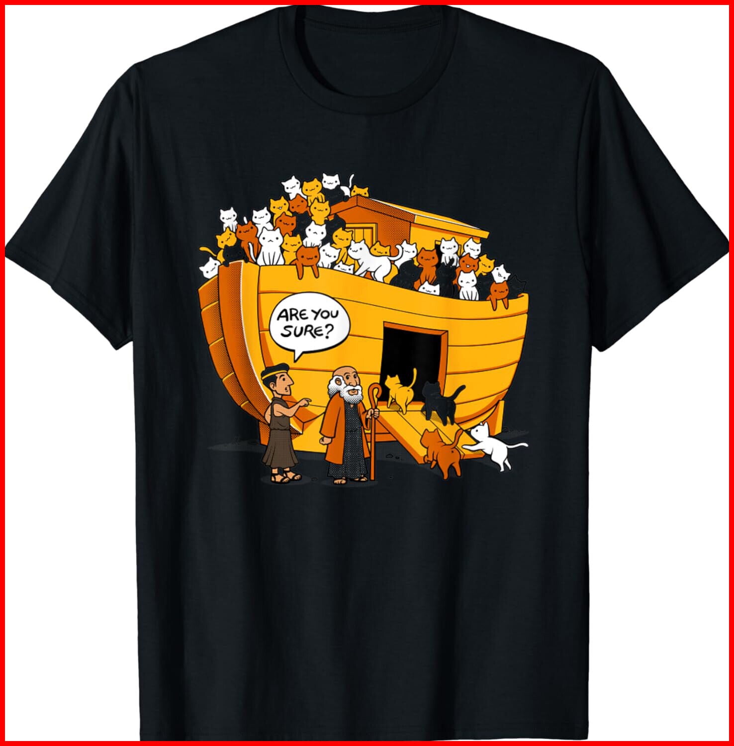 Noah's Ark Cats Breeds Religious Christian Cat Lover Bible black T ...