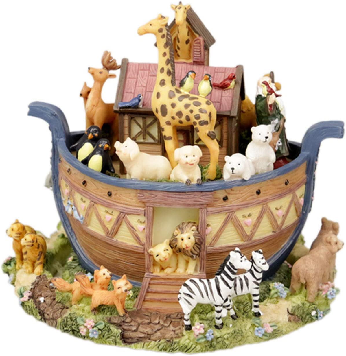 Noah's Ark Rotating Music Box, Animal World Resin Home Decoration with ...