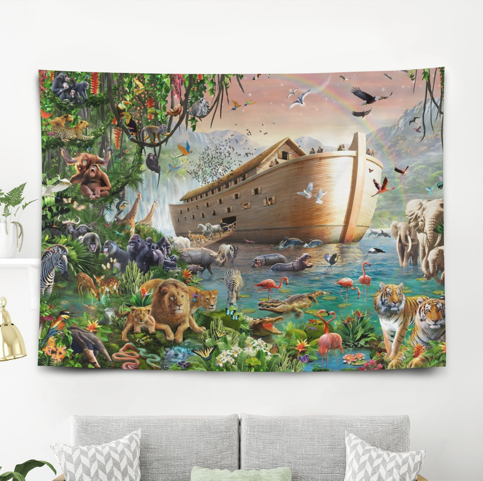Noah's Ark-Theme Anti-pilling Tapestry Gift Wall Hanging Backdrop for ...