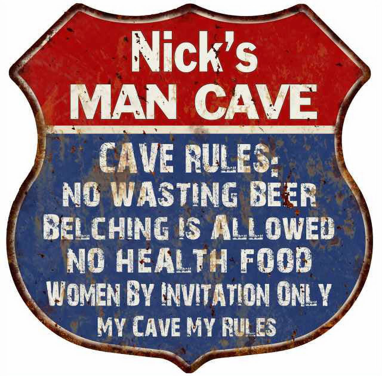 Noah's Man Cave Rules Sign Shield Metal Gift 211110023098 - Walmart.com
