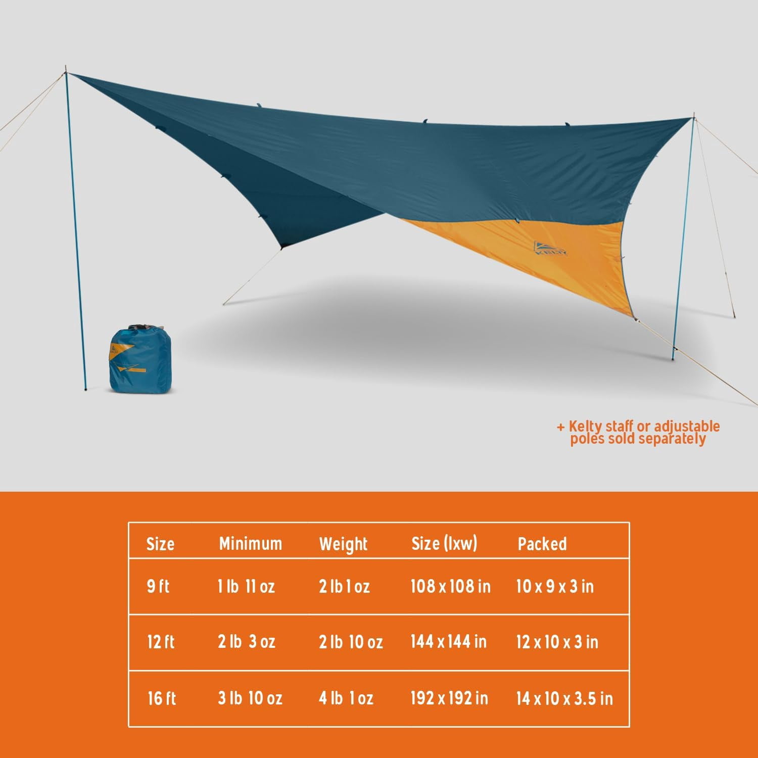 Noah's Tarp Sun Shelter and Multi-Use Awning Rainfly - 9 Feet, Blue ...