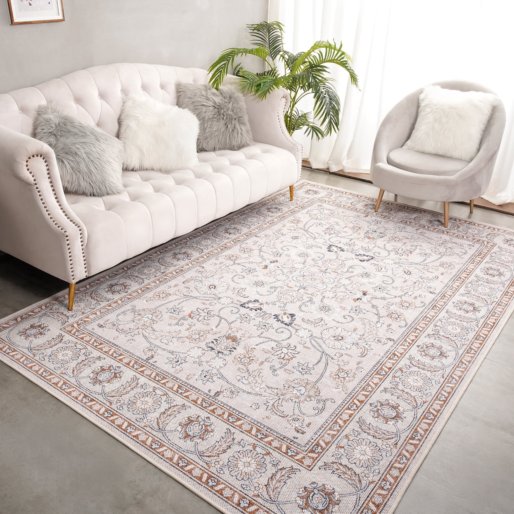 Noahas Area Rug Modern Floral Rug For Living Room Bedroom Office, 5'x8 ...