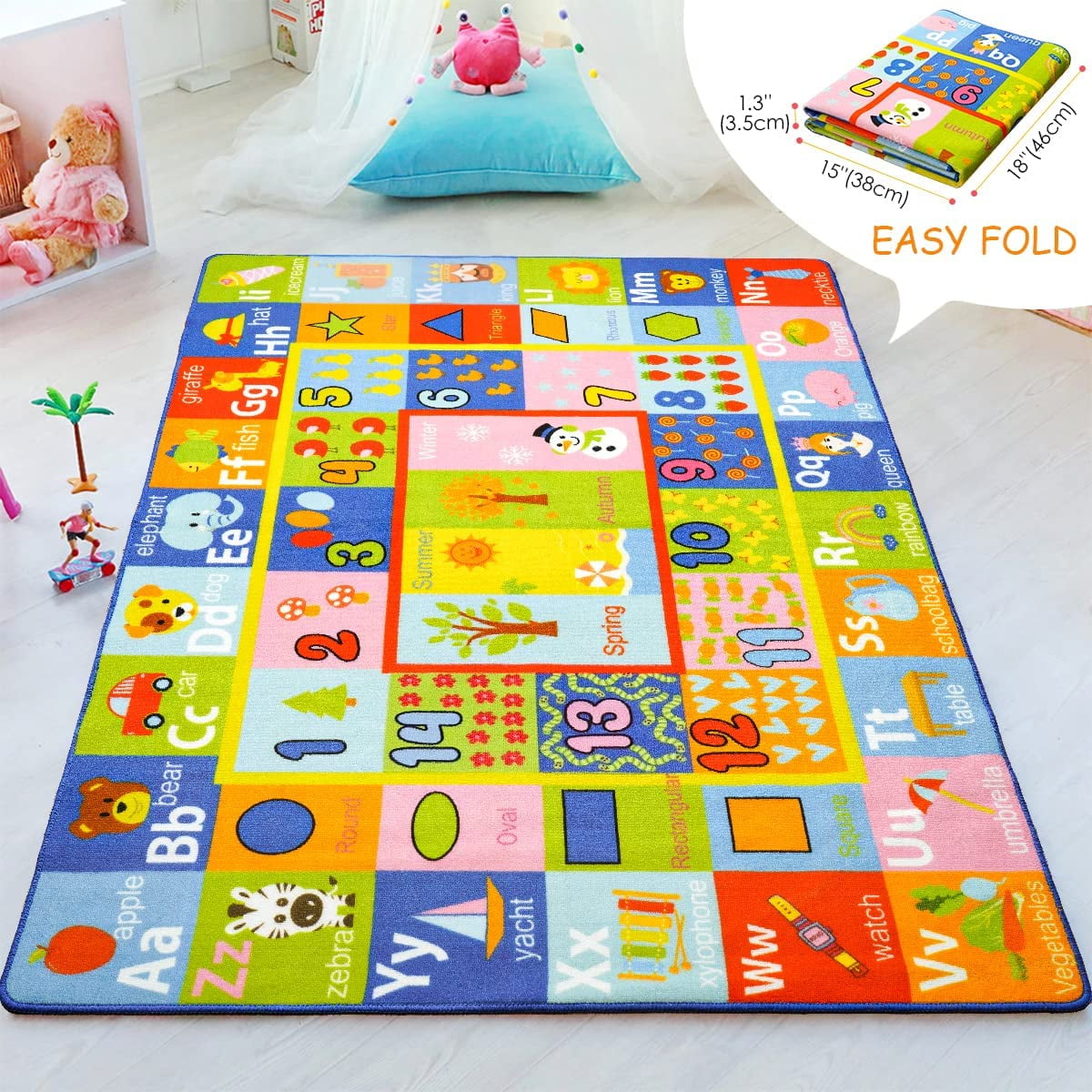 Noahas 4x6 Feet Educational Kids Playmat Rug, Non-Slip, ABCs Learning ...