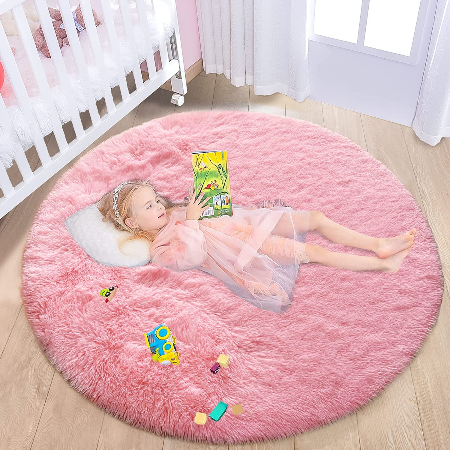 Noahas 6ft Large Fuzzy Circular Plush Area Rug, Luxury Soft Shaggy ...