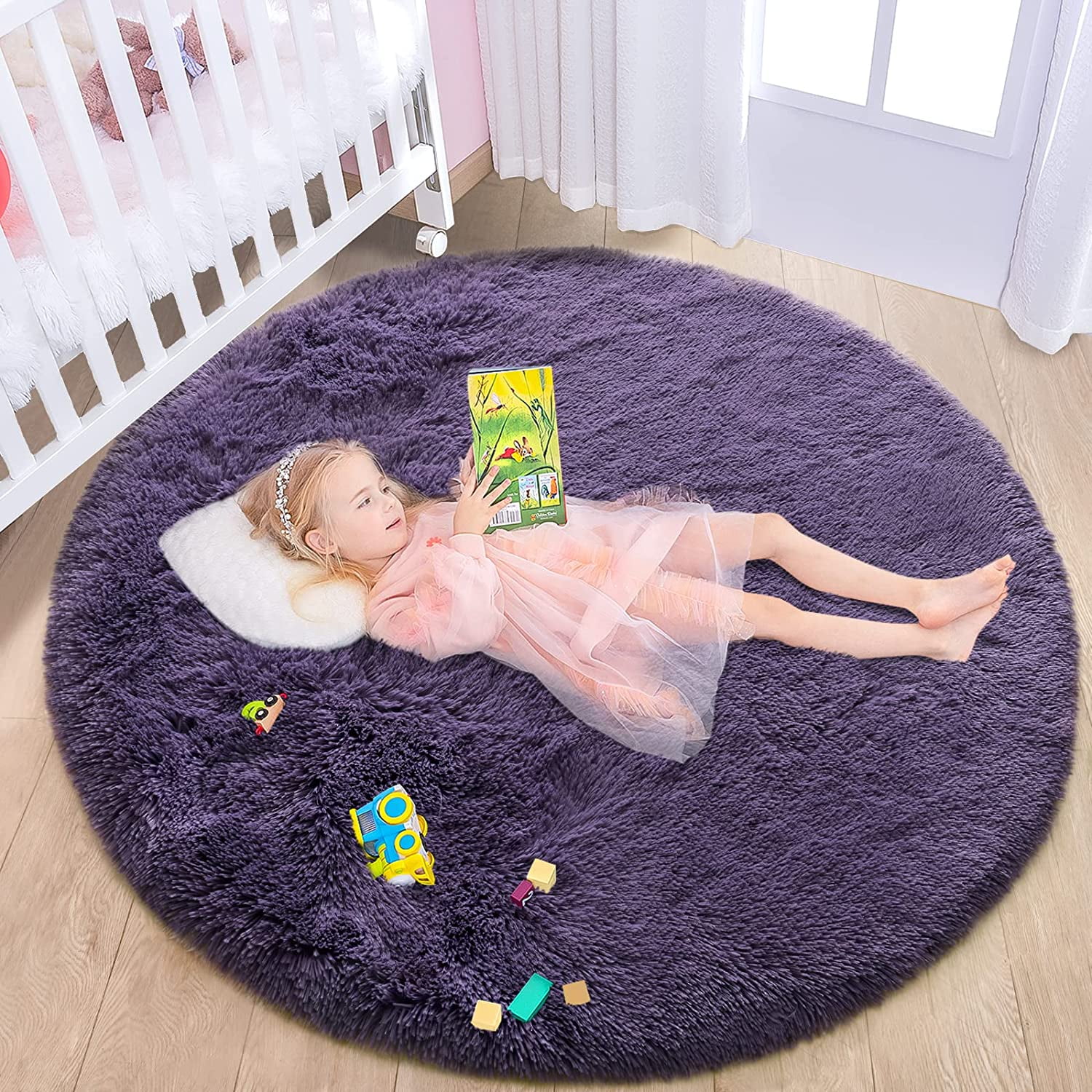 Noahas Luxury Round Fluffy Area Rugs for Bedroom Kids Girls Room ...