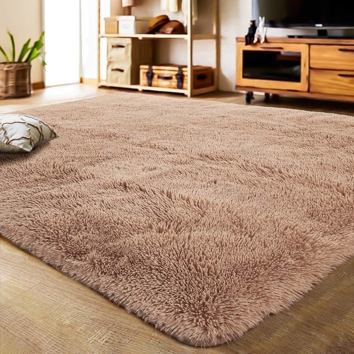 Noahas Large Soft Fluffy Area Rug, 6x9ft Light Tan Shaggy Carpet for ...