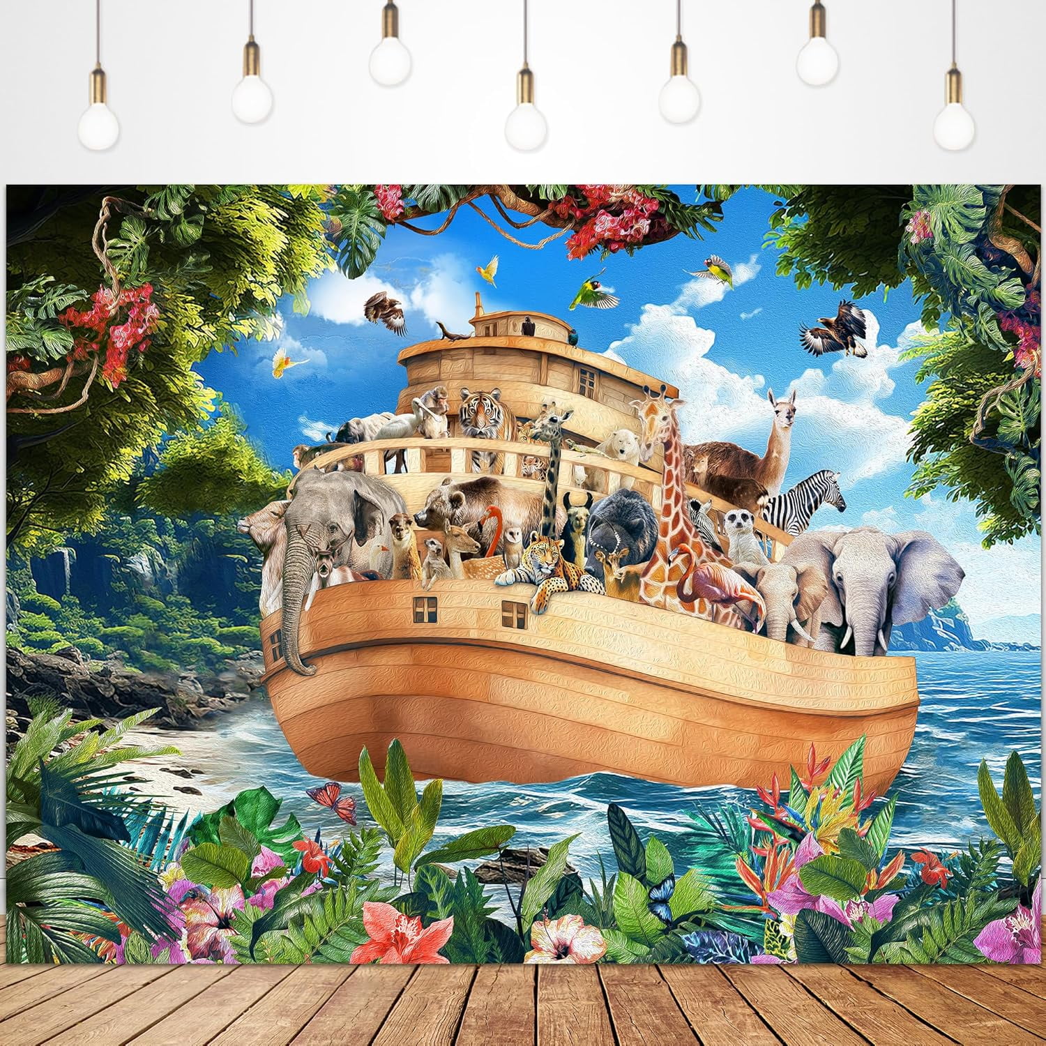 Noahs Ark Birthday Decorations Backdrop Photography Safari Animal Baby ...