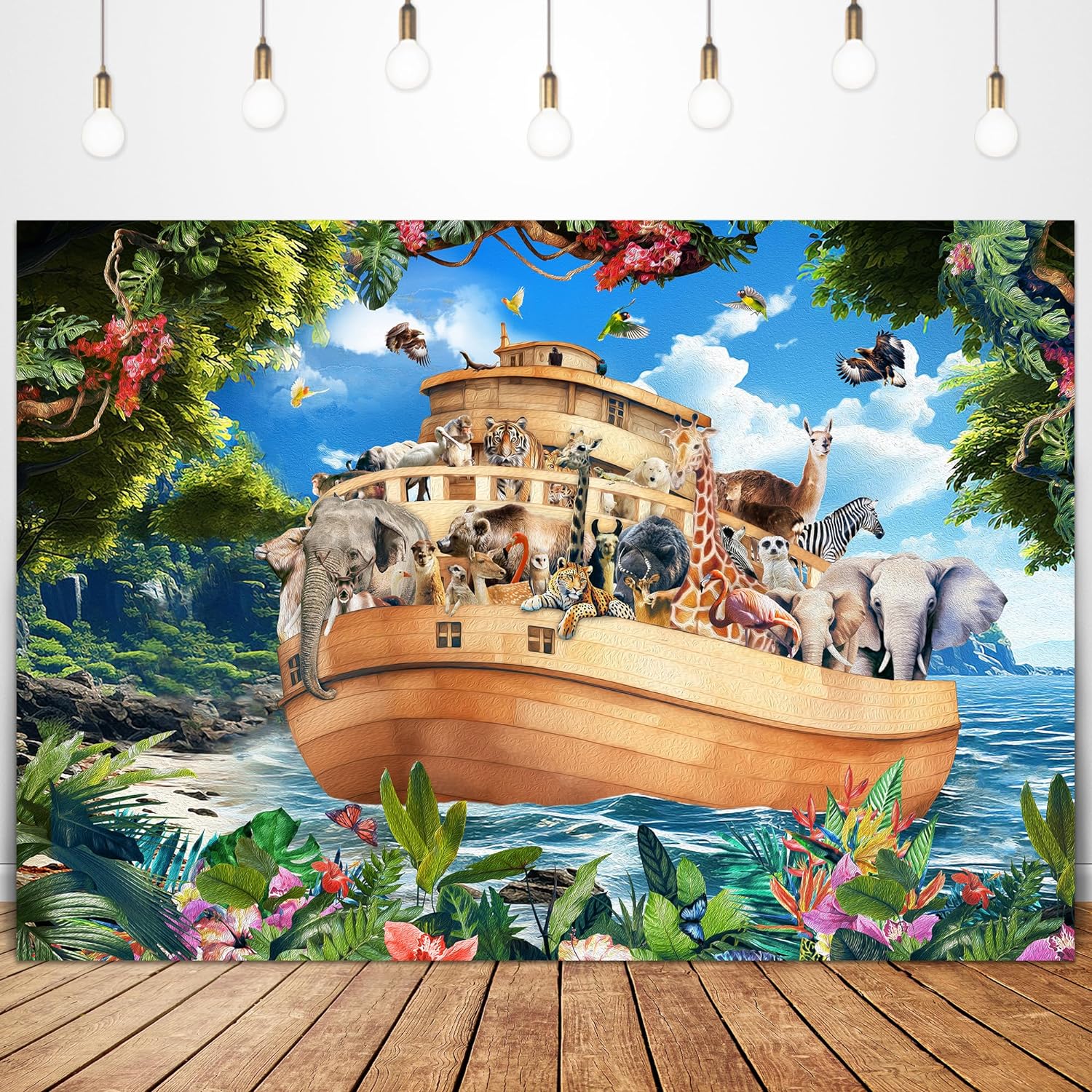 Noahs Ark Birthday Decorations Backdrop Safari Animal Baby Shower ...