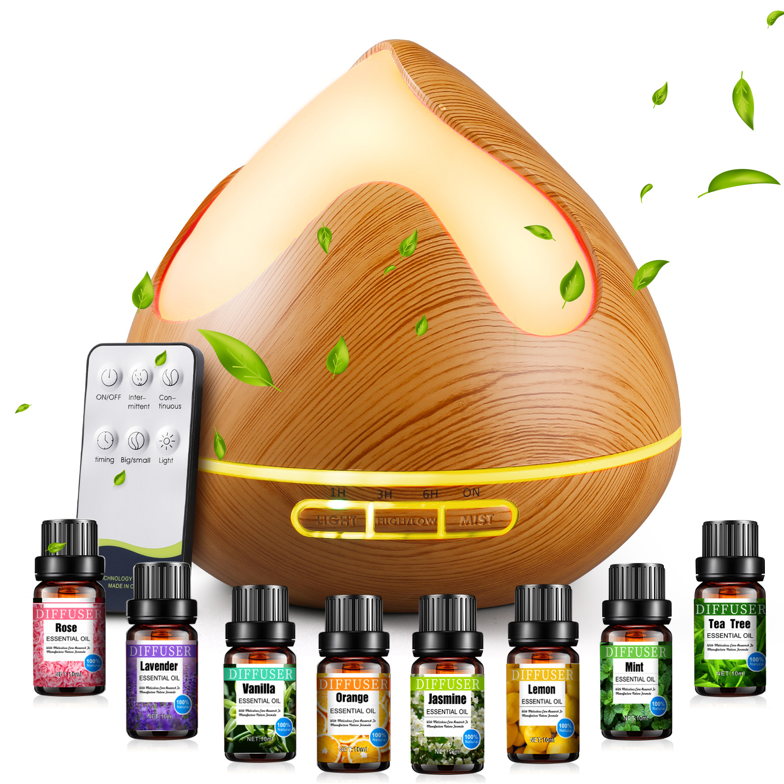 Noahstrong 500ml Aroma Water Diffuser with 8*10ml Nature Essential Oils ...