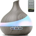Noahstrong 550ml Essential Oil Diffuser, Gray Wood Grain Oil Diffuser with 14 Color Lights 4 ...