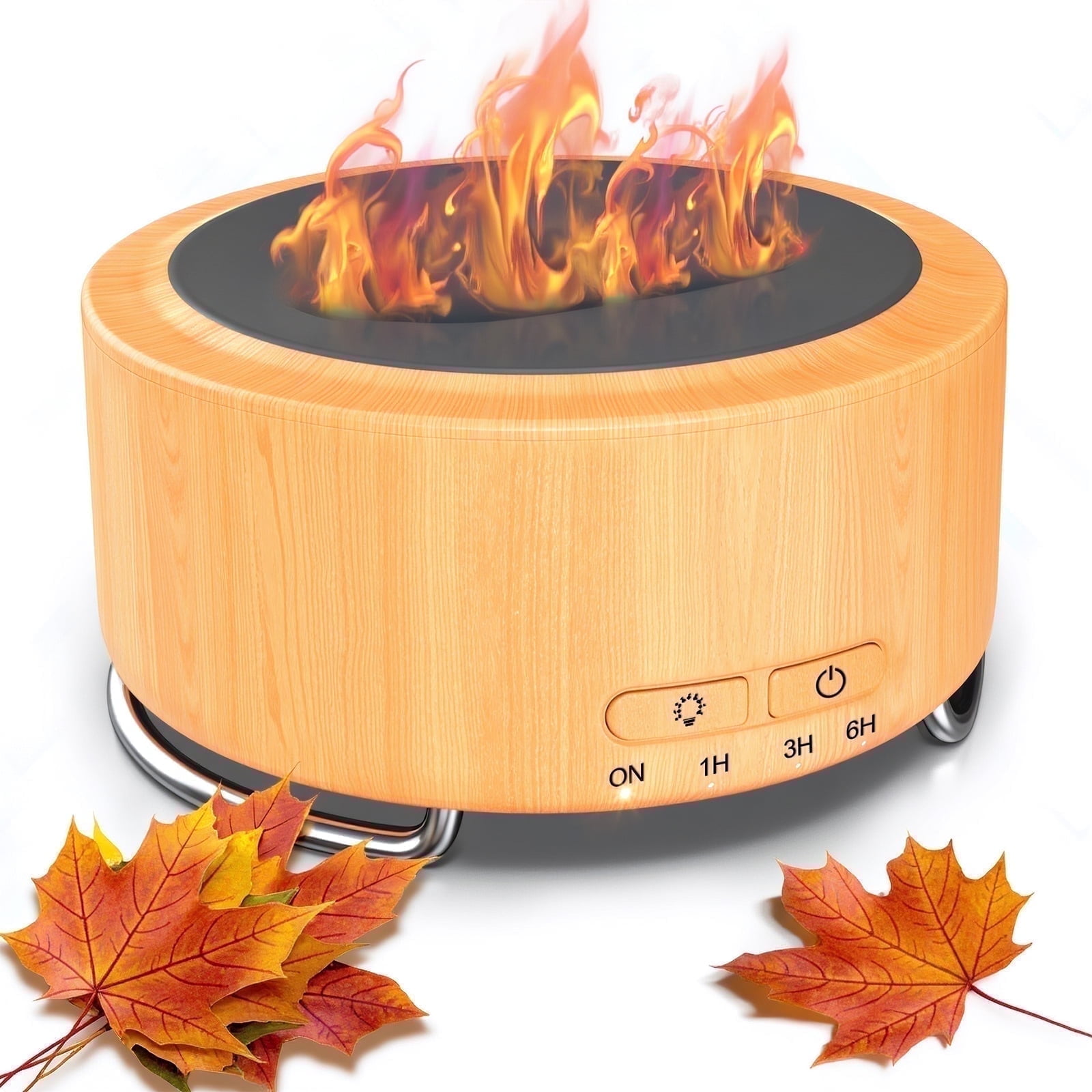 Noahstrong 500ml Essential Oil Diffuser, Oil Diffuser with 9 Realistic Flame Colors 4 Timer ...