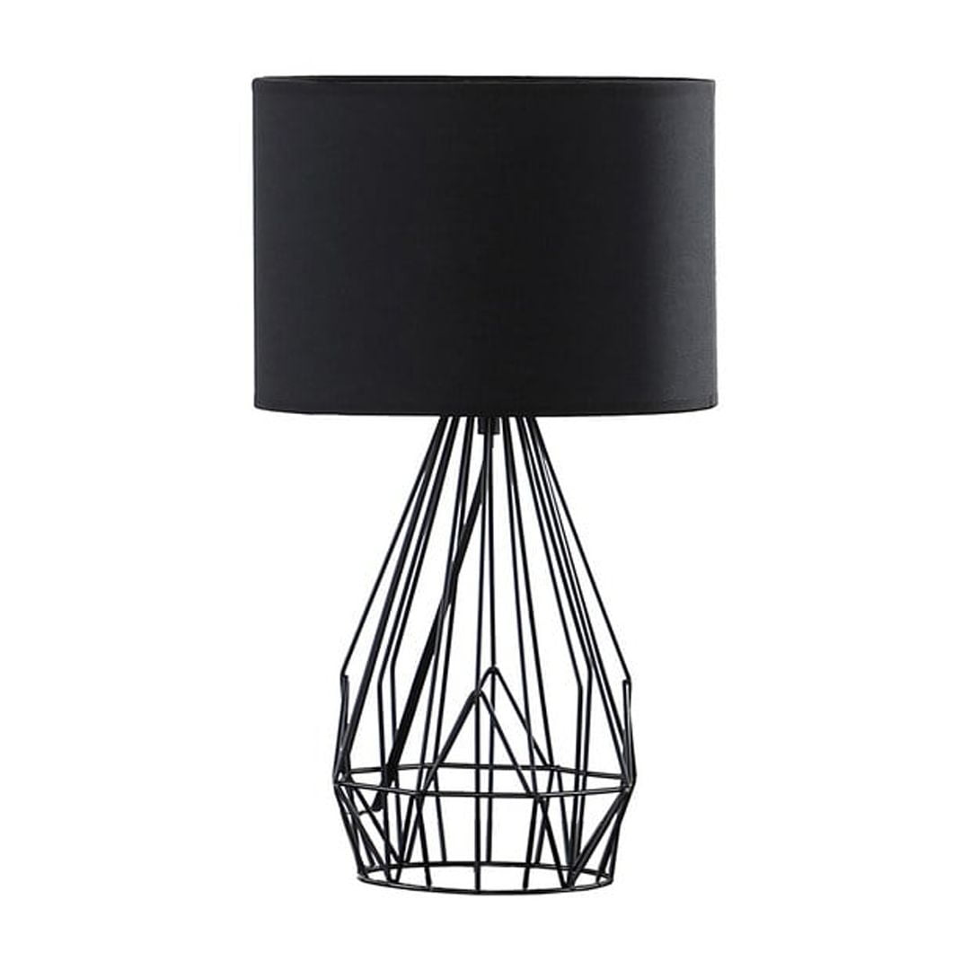 Noaman 17.5" Industrial Farm Metal Cage Black Table Lamp with Rose ...