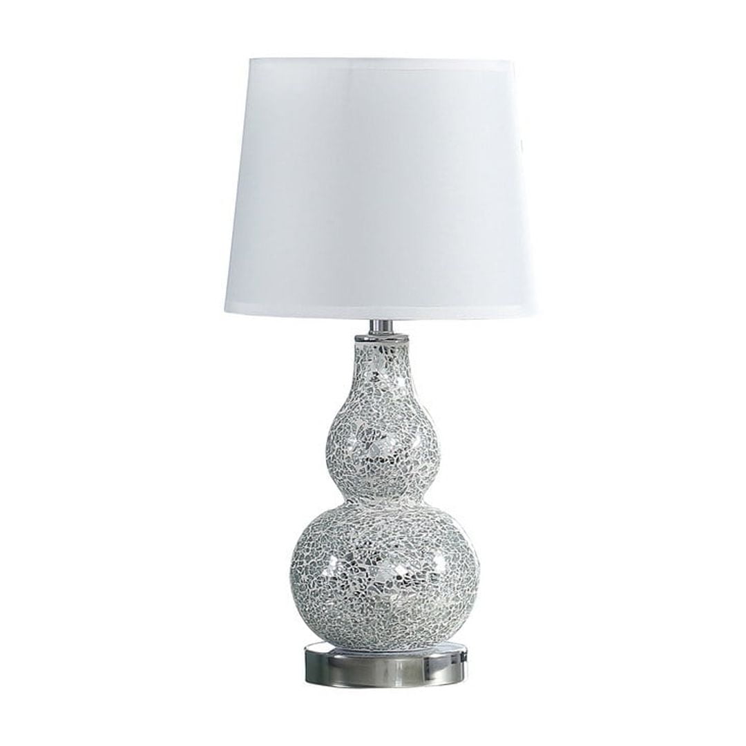 Noaman 19.5" In Mirror Glass Mosaic Silver Chrome Polyresin Table Lamp ...