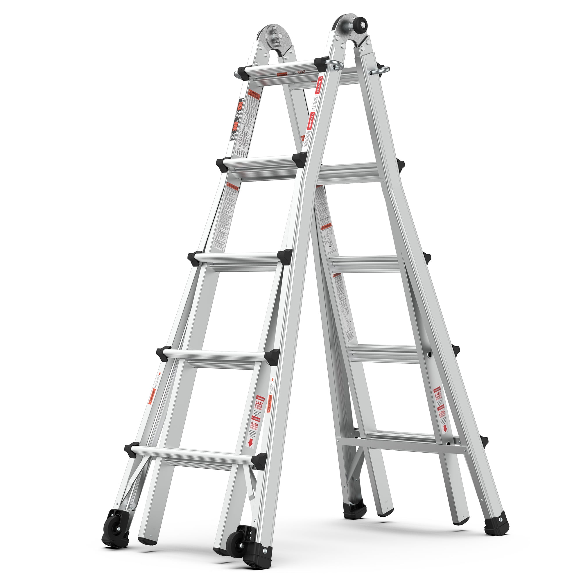 Noaman 22FT Aluminum Multi-Position Ladder with Wheels, 300 lbs Weight ...