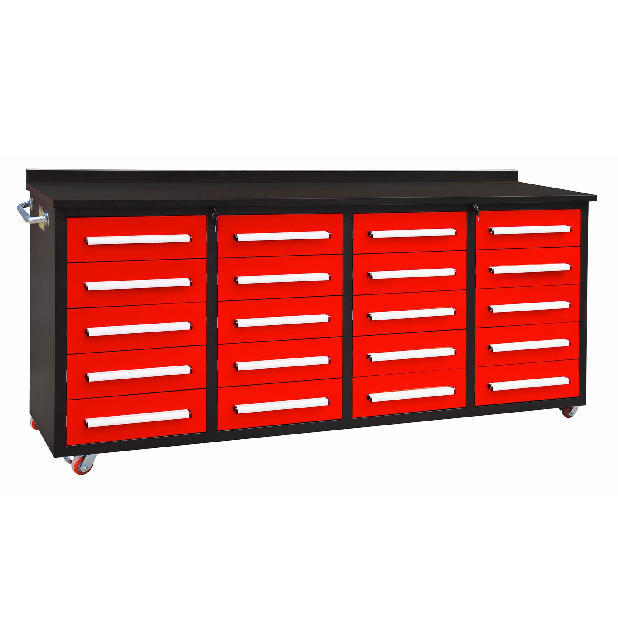 Noaman 7ft Garage Storage Cabinets with Workbench (20 Drawers) Red ...
