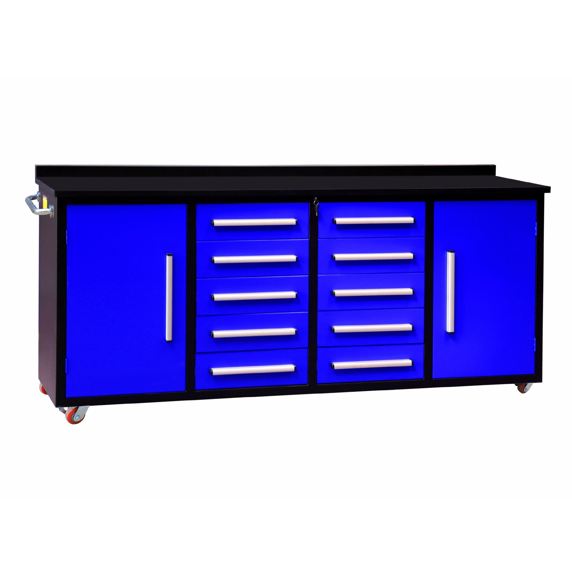 Noaman 7ft Heavy-Duty Storage Cabinet with Workbench, 10 Drawers & 2 ...