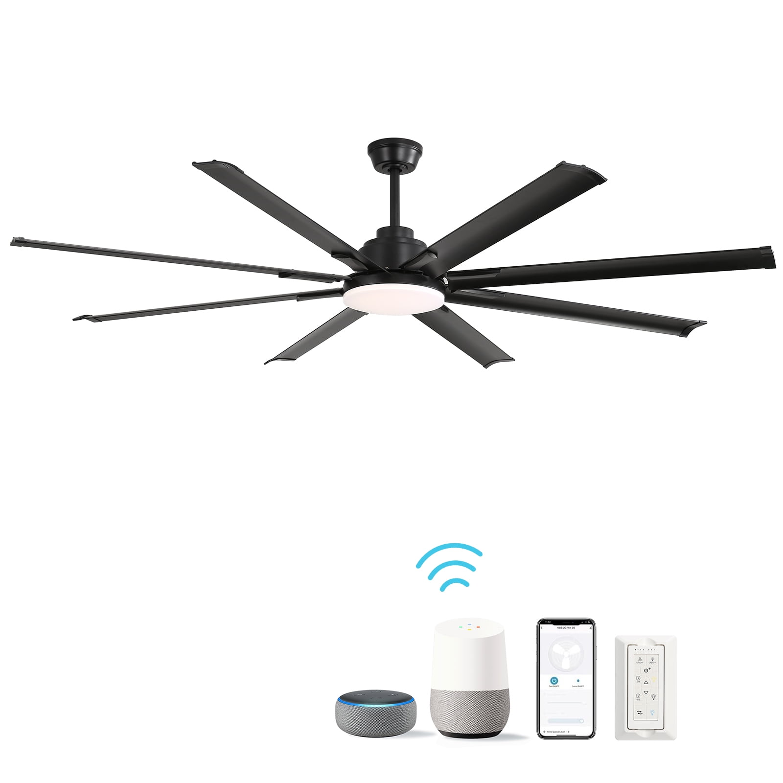 Noaman 84 Inch Smart Ceiling Fan with Remote Control, 8 Aluminum Blades ...