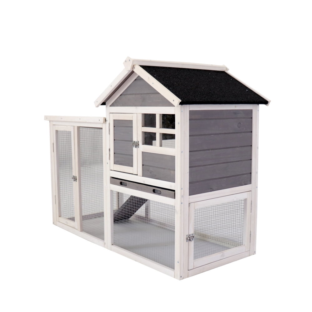 Noaman Deluxe Solid Wood Chicken Coop & Rabbit Hutch - Expandable ...