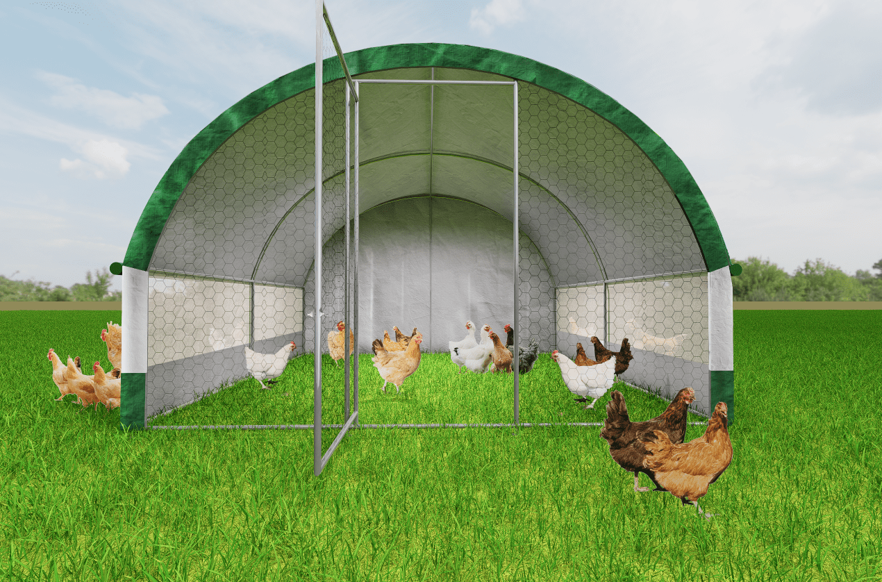 Noaman Large Chicken Coop 12.4ft x 12.4ft Dome Shape Walk-in Metal ...