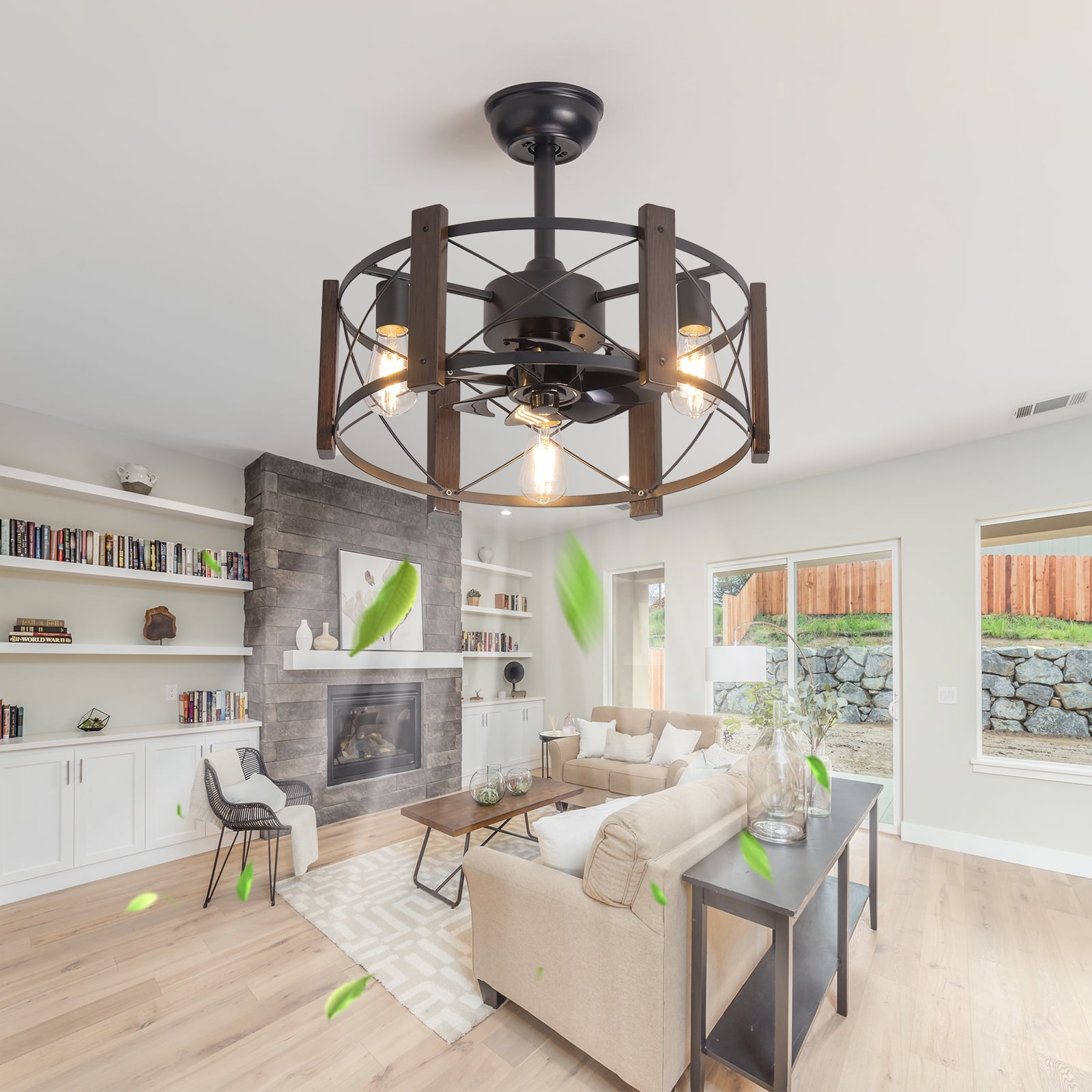 Noaman Modern Retro Ceiling Fan with Light, 21.26in Industrial Vintage ...