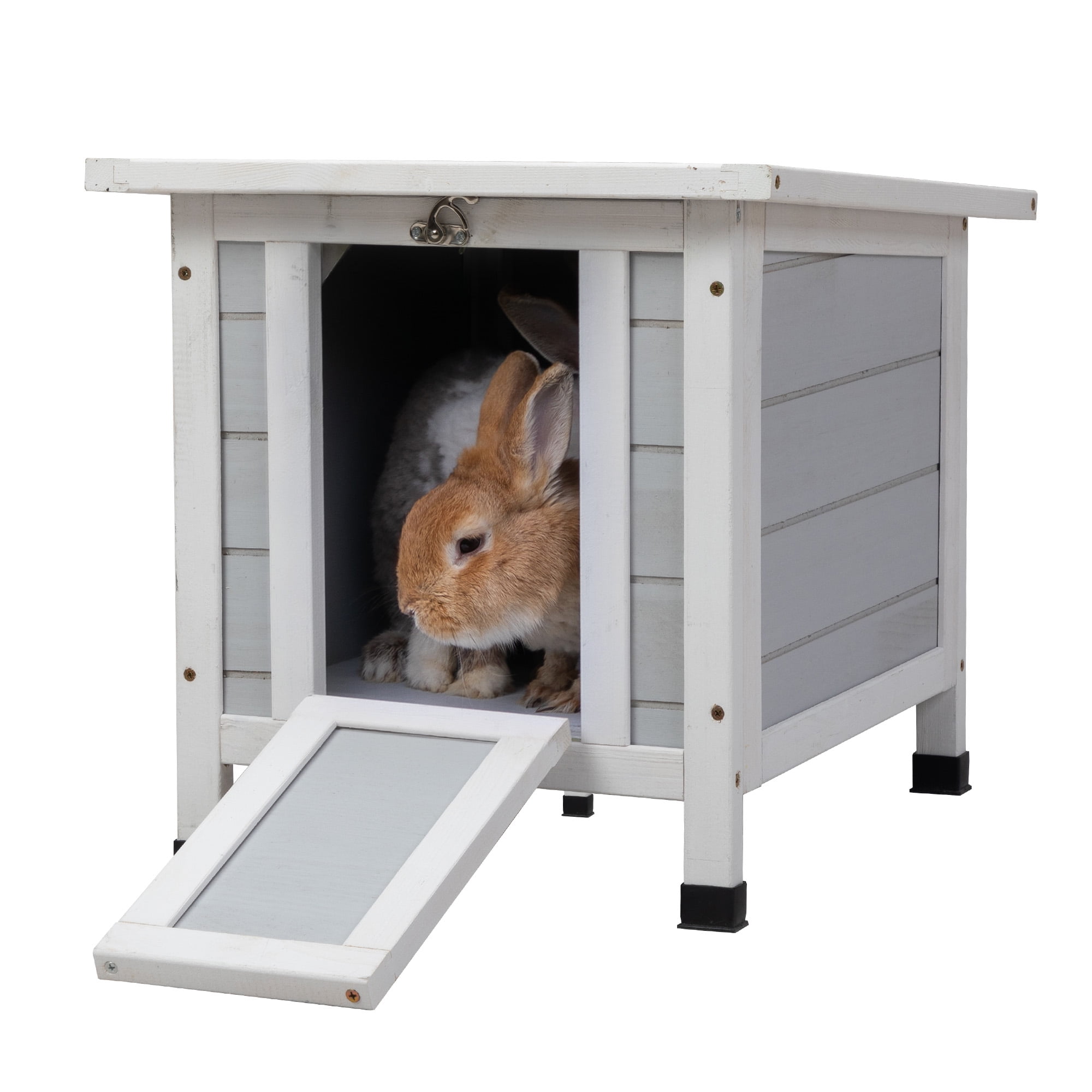 Noaman Modern Wooden Rabbit Cat Dog Hutch, Indoor/Outdoor Retreat House ...