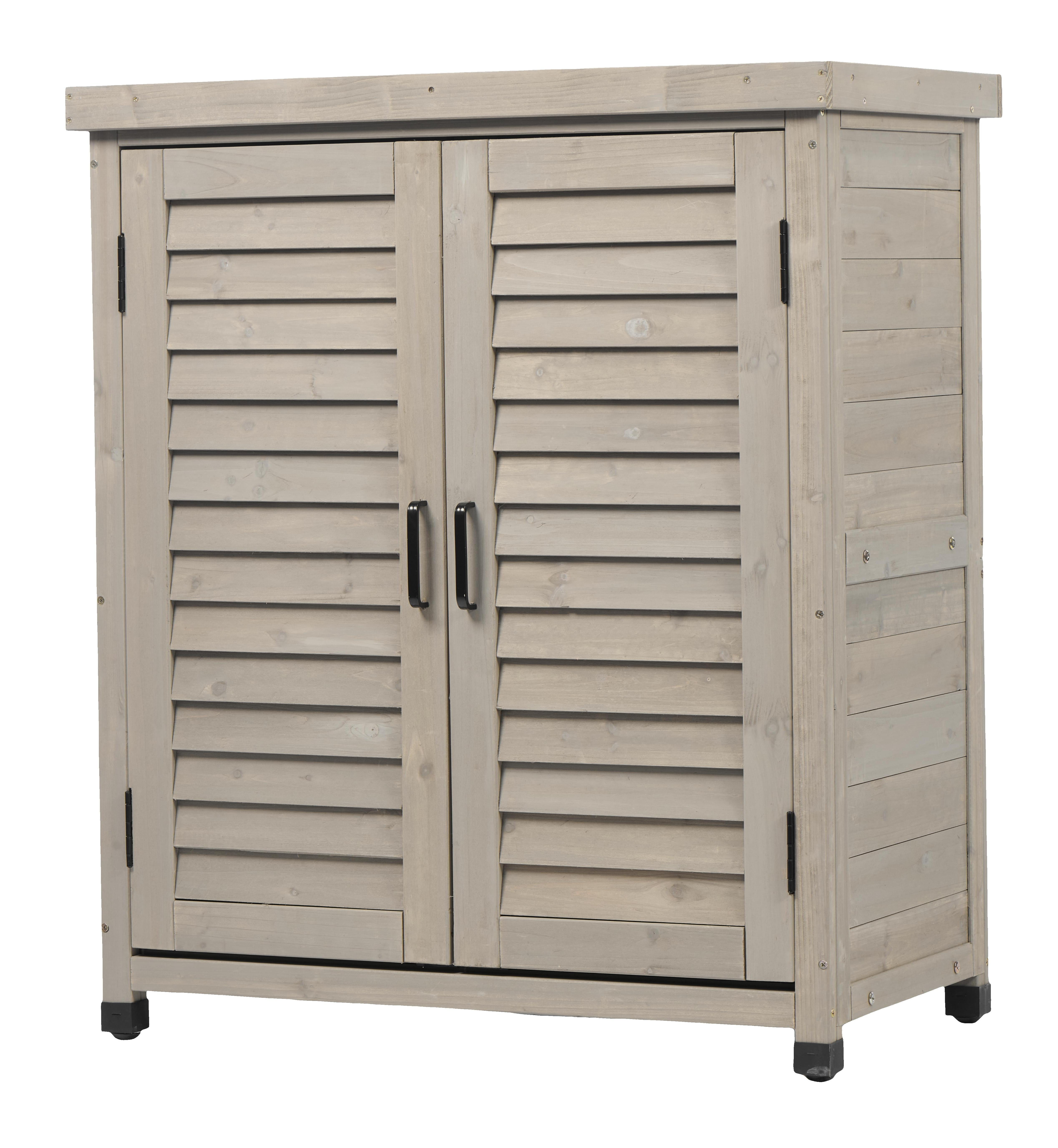 Noaman Outdoor Potting Bench with Storage Cabinet & Metal Table Top ...