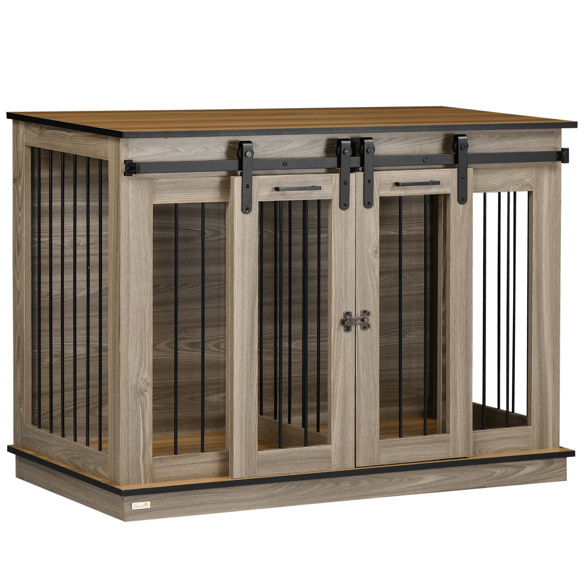 Noaman PawHut 47" Dog Crate Furniture with Divider, Large Indoor Dog ...