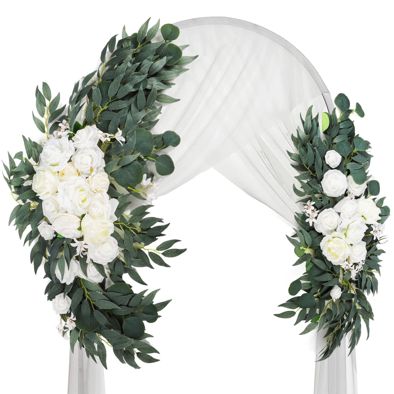 Noamus 2 Pack Artificial Wedding Arch Flowers, 28”/20” Floral Swag ...