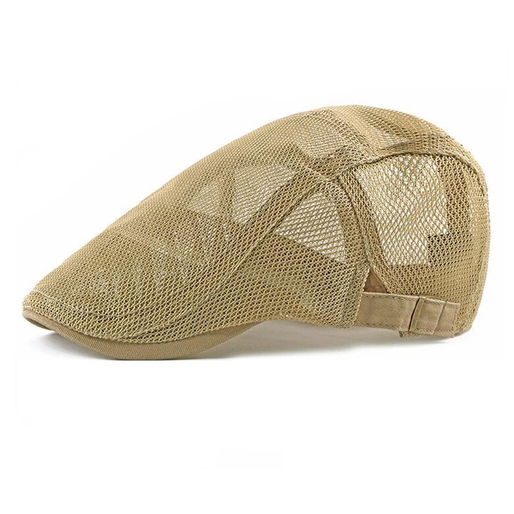 Noarlalf Hats for Men Adult Breathable Mesh Summer Hat Newsboy Beret ...