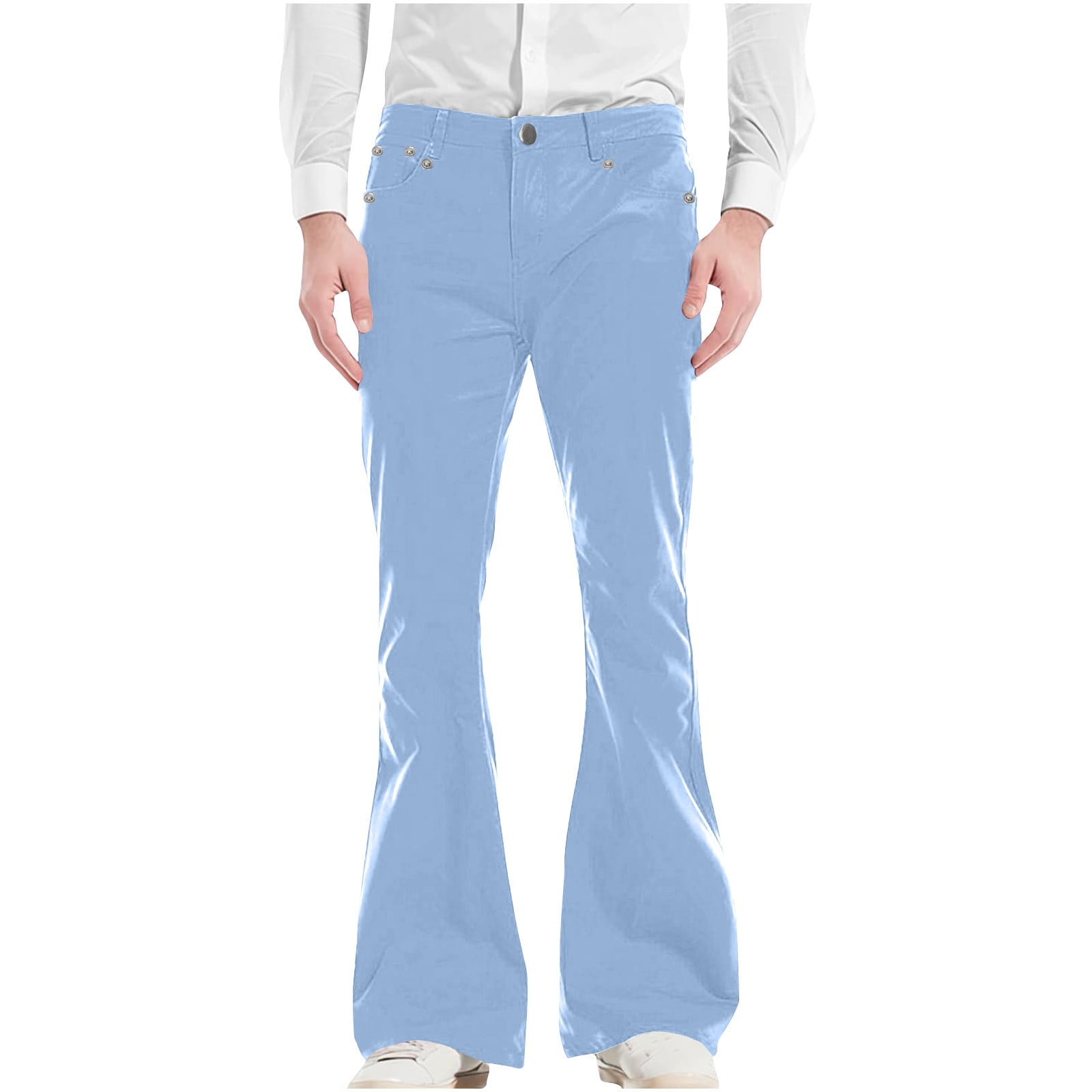 Noarlalf Men's Pants Flare Pants Men Solid Color Pocket Suit Pant Bell ...