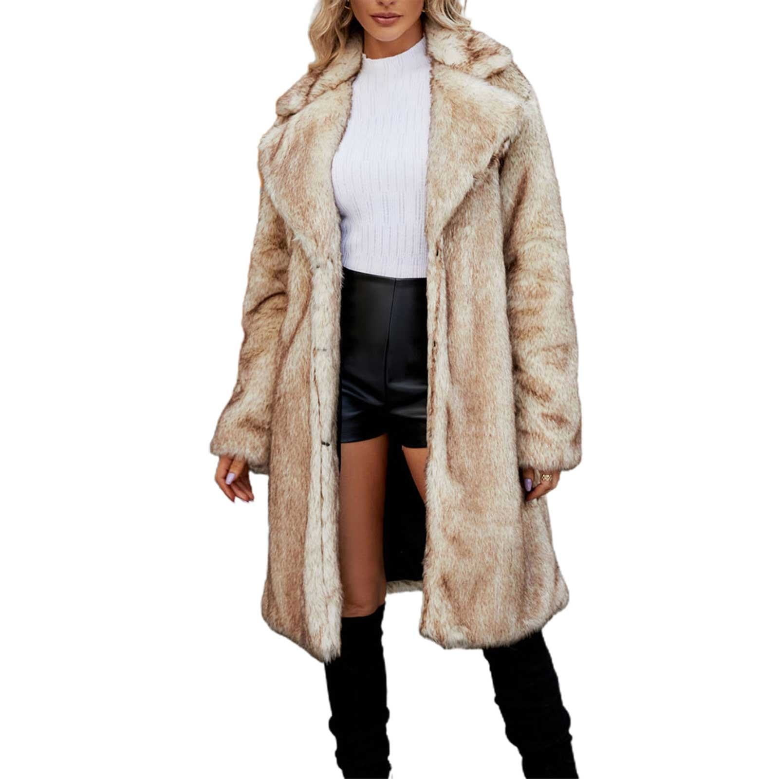 Noarlalf Womens Winter Coats, Faux Fur Coat, Jackets for Women, Print Faux Pelt Coat for Women ...