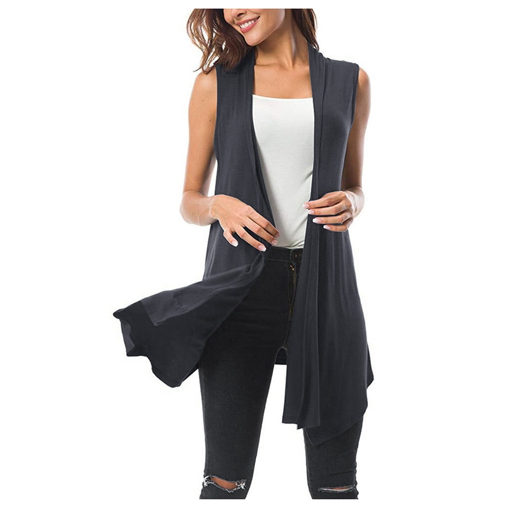 Noarlalf vests for women Women's Sleeveless Draped Open Front Cardigan ...