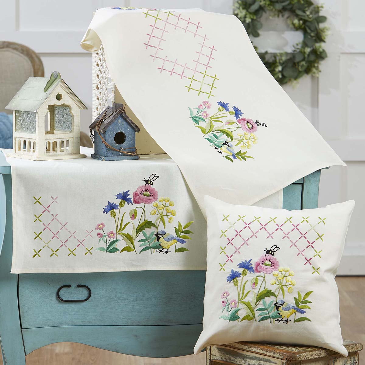 Nob Hill™ Blue & Yellow Bird Set Stamped Embroidery - Walmart.com